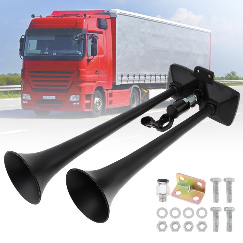 24V Super Loud 300dB Zinc Alloy Dual Trumpet Air Horn with High and Low ...