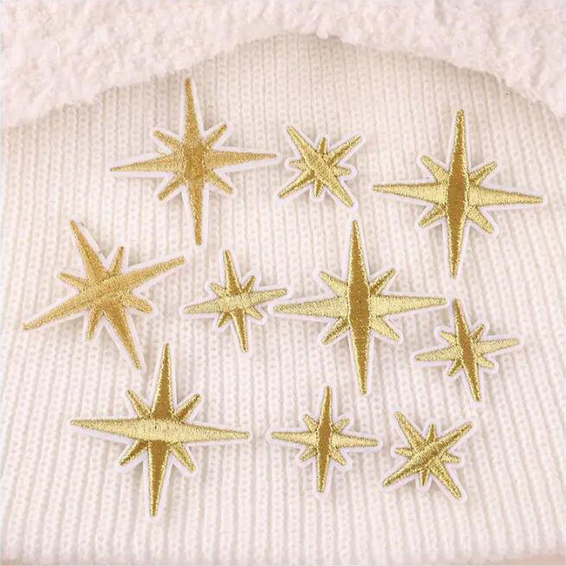 10Pcs Embroidered Golden Silver Star Patch Iron On Stickers Sewing ...