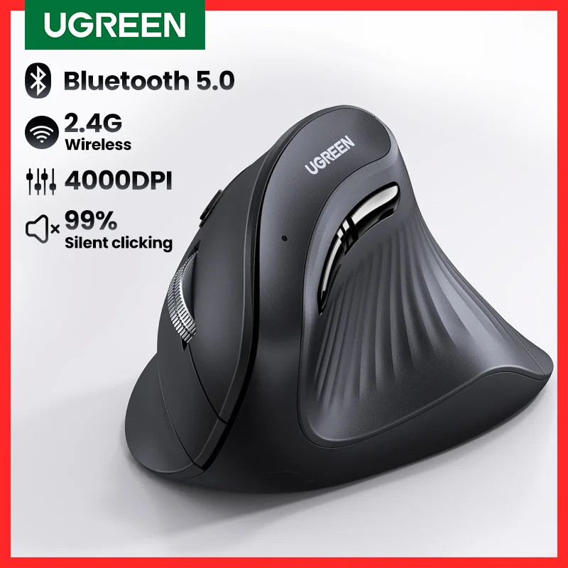 UGREEN Vertical Mouse Wireless Bluetooth5.0 Mouse 2.4G Ergonomic Mouse ...