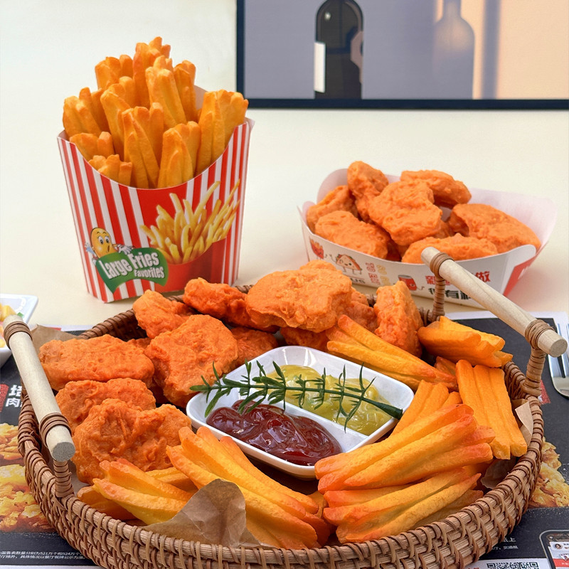 Realistic Artificial Fried Chicken Fake French Fries Food Model Fast ...