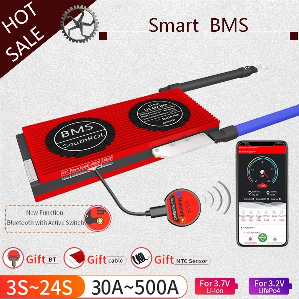 RQSmart BMS 12V 36V 48V 30A 60A 80A 100A 120A 150A 200A LiFePo4 Li-Ion ...