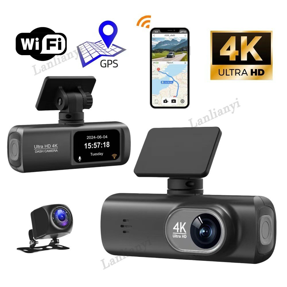 UHD 4K Dash Cam Dual Lens Driving Recorder Car DVR 1080P Rear Lens ...