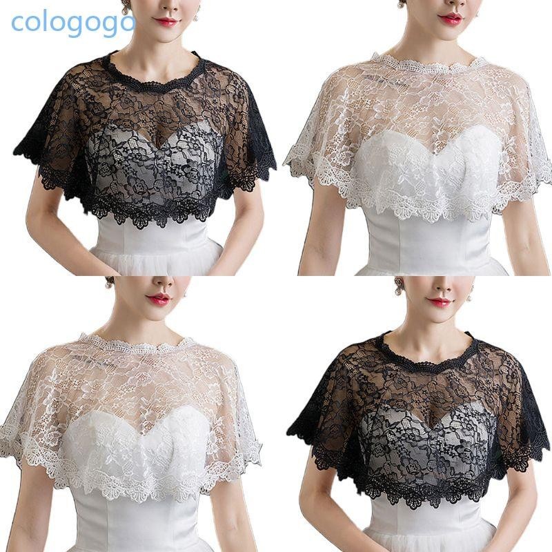 COLO Women Embroidery Floral Lace Cape Wrap Wedding Bridal Perspective ...