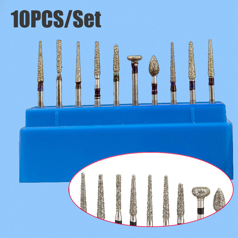 10Pcs Dental Tooth Porcelain Ceramics High Speed Handpiece Emery Bits ...