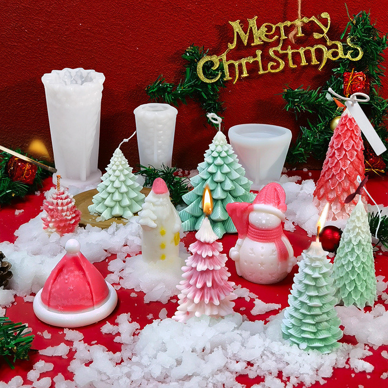 3D Christmas Tree Candle Molds Silicone Pine Tree Silicone Mold for ...