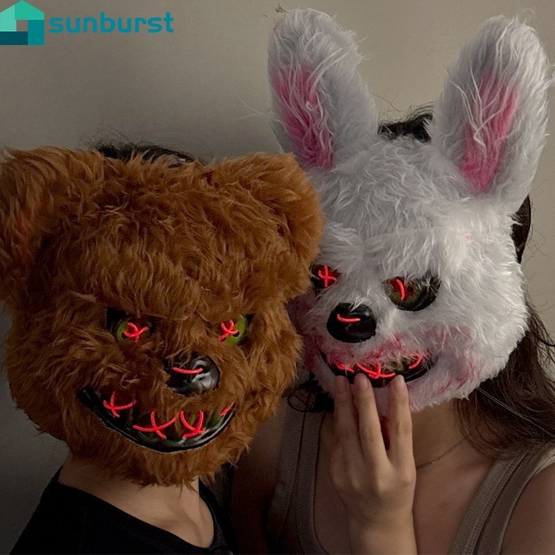 Halloween Plush Luminous Mask - Terror Rabbit LED Lighting Masks ...