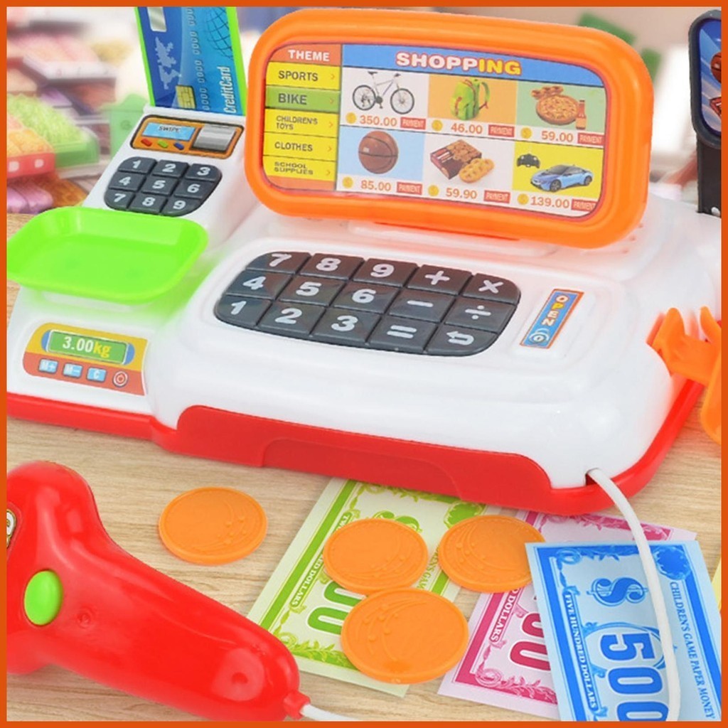 Kids Cash Register Toy Learning Counter Grocery Store Playset Toys ...