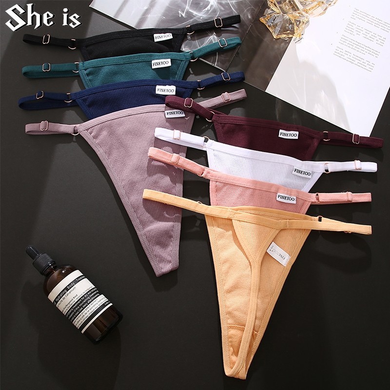 She is Women Cotton Thong Sexy Lingerie Adjustable G-string Seamless ...