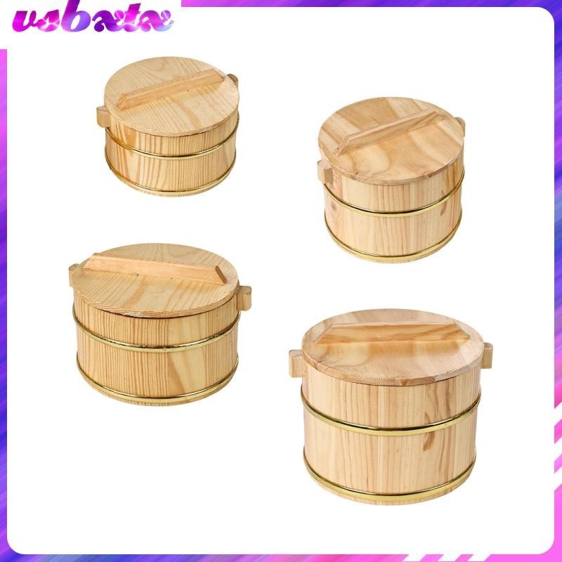 [vsbxtx] Wooden Steamed Rice Barrel Sushi Rice Bowl Multifunction Round ...