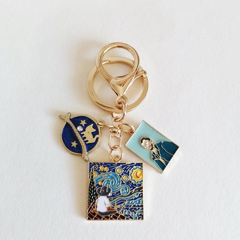 New Vincent Van Gogh's Oil Painting Series Alloy Starry Sky Keychain ...
