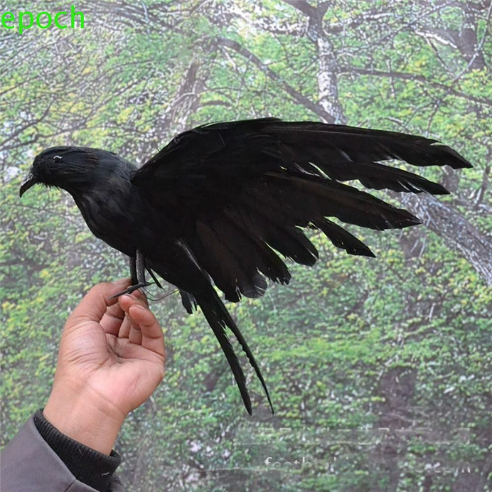 EPOCH Fake Crow Artificial Black Bird Deter Miniatures For Home Garden ...