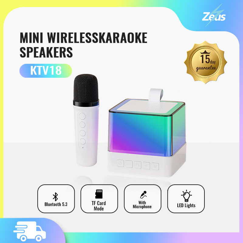 Zeus RGB LED Mini Karaoke Bluetooth Wireless Microphone Portable ...
