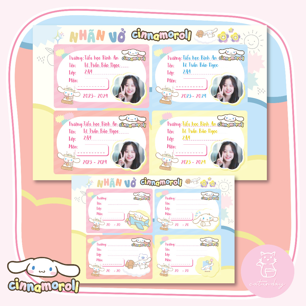 Set of 24 CINNAMOROLL Pastel notebook labels - print photos, print ...