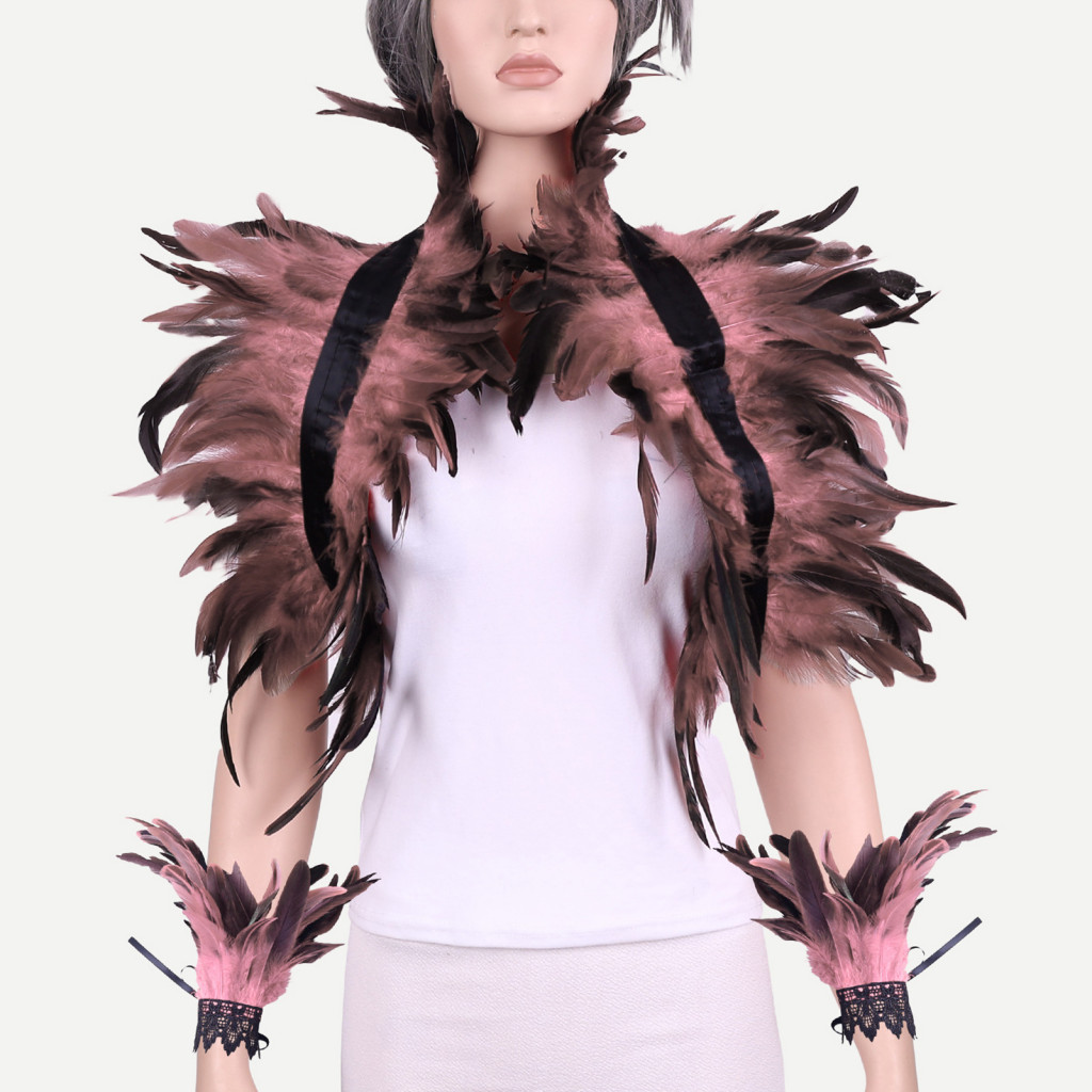 Performance Feather Stole Feather Shawl Bracelet Set Feather Shawl ...