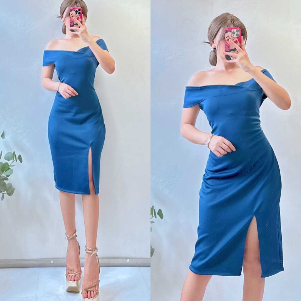 Sunny&Co Fashionable and elegant ladies' shoulder slit slim dress neo ...