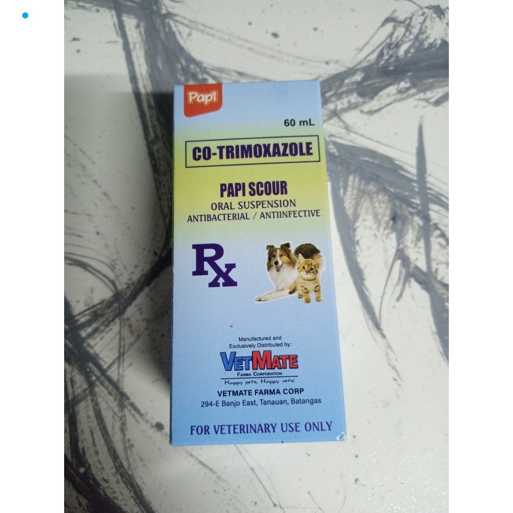 Papi Scour syrup 60 ml Anti Diarrhea for pet dogs & cats Co-Trimoxazole ...
