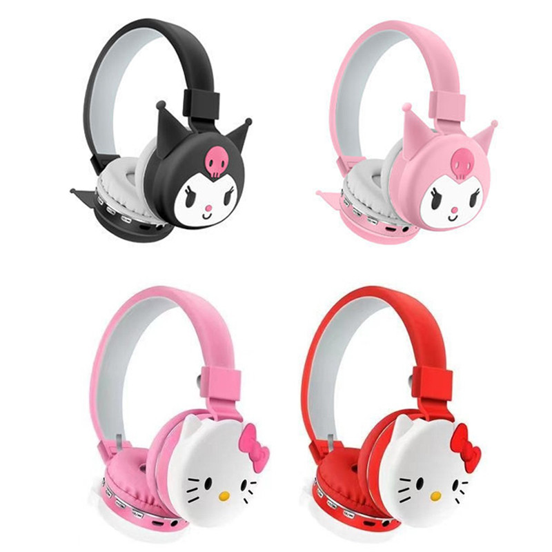 Sanrio Kuromi Kitty Cute Kids Bluetooth Headphones Mickey Minnie Melody Stitch Pink Wireless ...