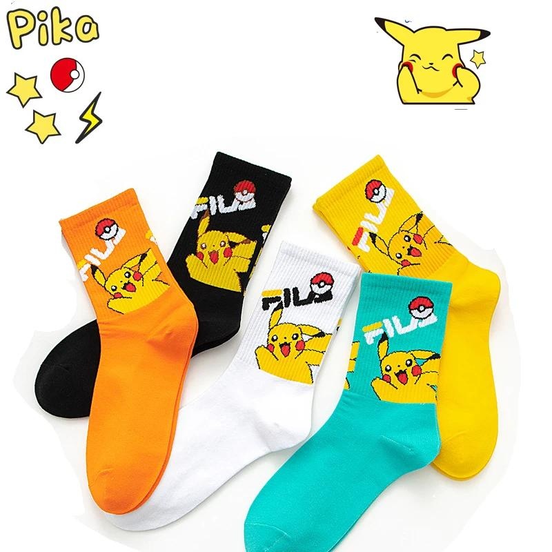Anime Pokemon Pikachu Long Socks Men Women Cartoon Print Cotton Socks ...
