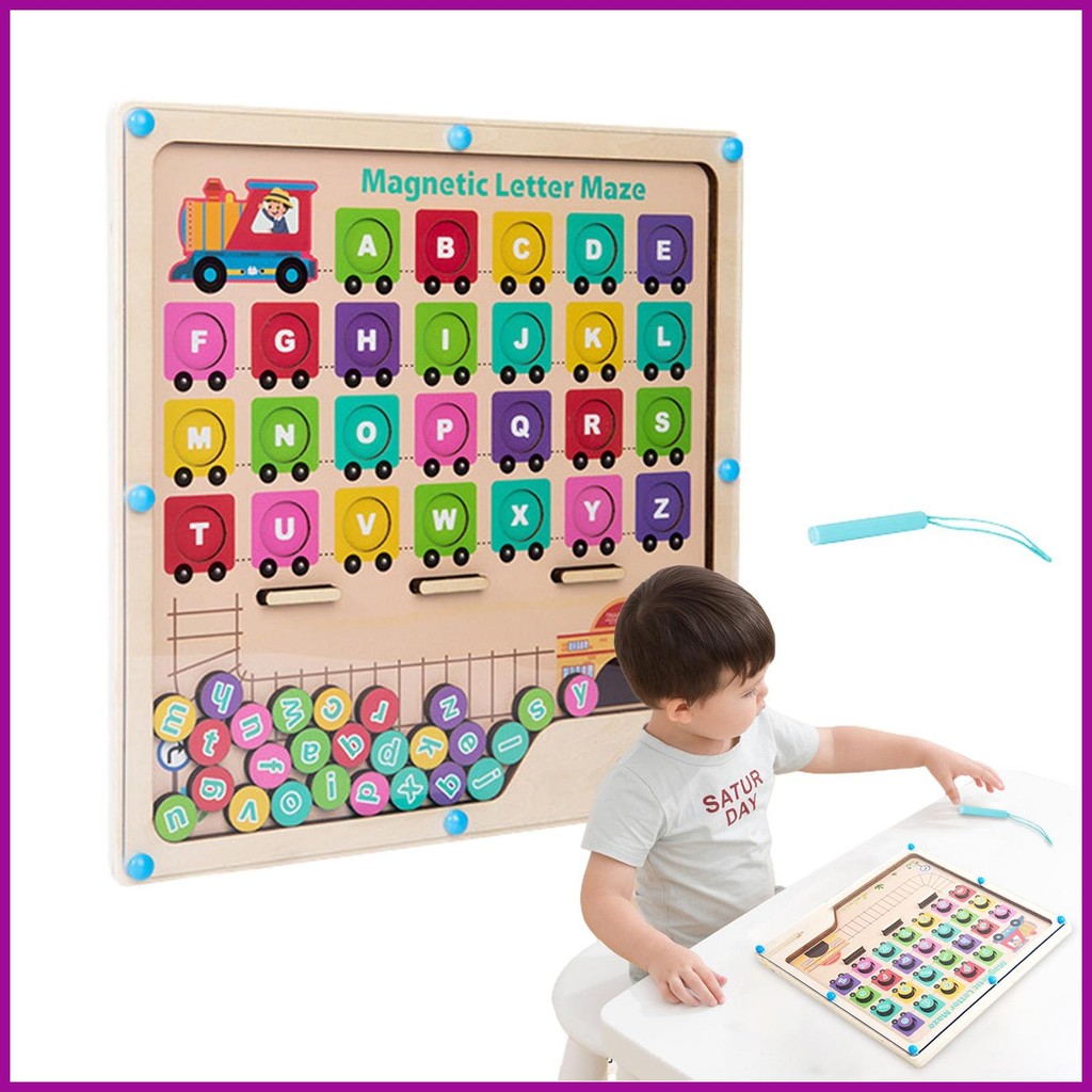 Alphabet Magnet Board Wooden Maze Board Letter Puzzle Montessori ...