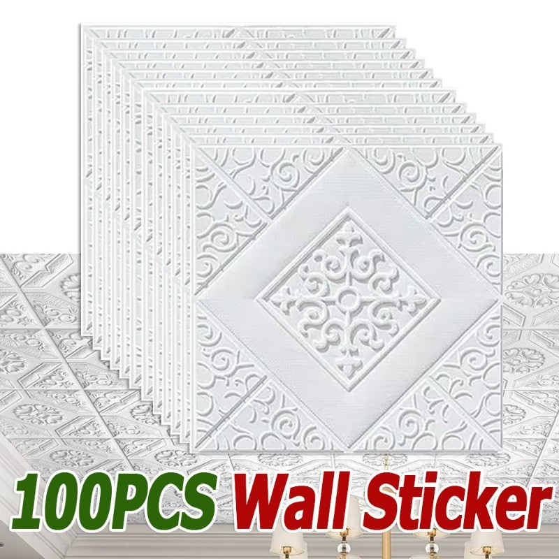 20/50/100Pcs 3D Foam Wallpapers / DIY Self-adhesive Ceiling Sticker ...