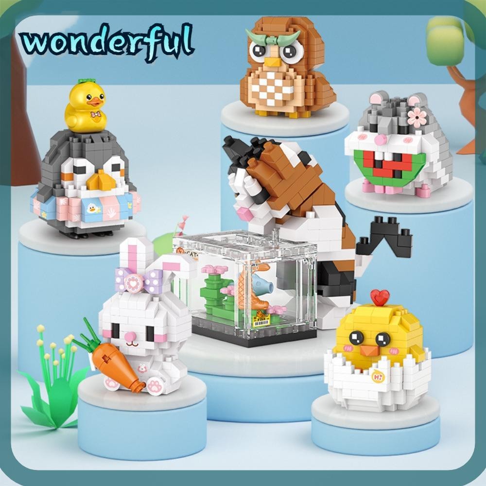 WONDER Animal Building Block Toys, Mini Owls Hamster Dolphins Assembled ...