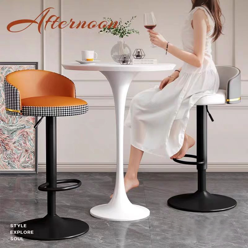 Luxury Bar Chair with Backrest Elevating and Rotating barstools Cashier ...