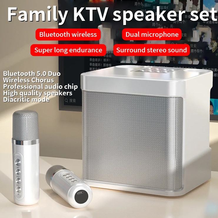 Bluetooth Speaker with mic Wireless Bluetooth Dual Microphone Karaoke ...