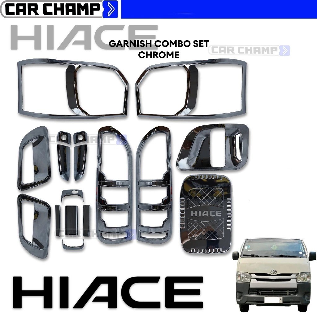 Toyota Hiace Commuter OLD FACE 2014 to 2024 combo set cover CHROME ...