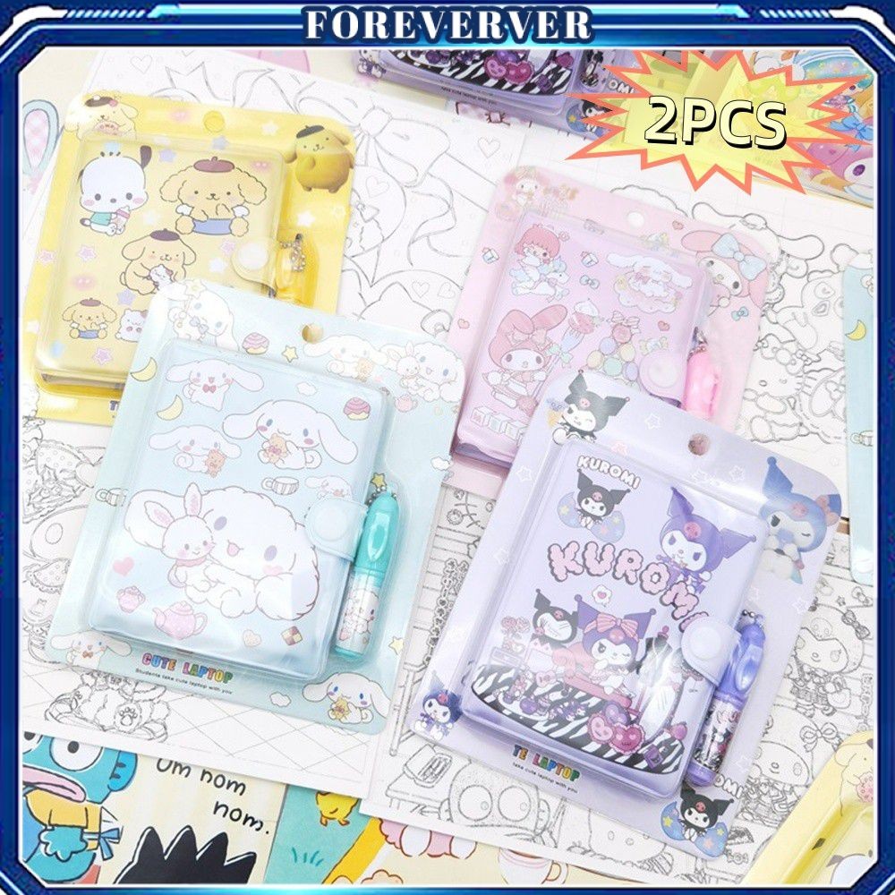 2PCS Sanrio Mini Notebook with Ballpoint Pen Cute Kuromi Melody Student ...