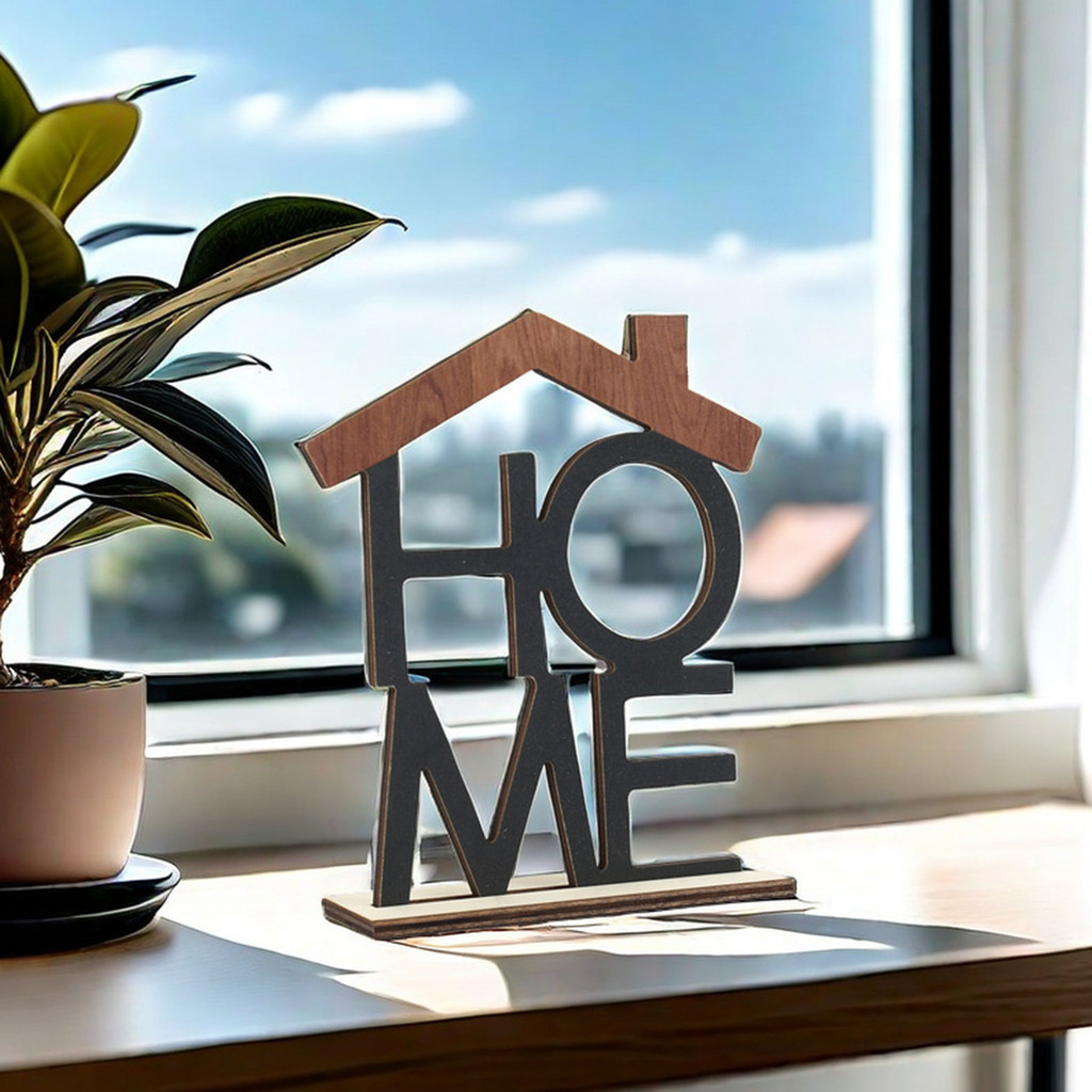 LOVE HOME Desktop Decoration with Wooden Base Home Office Living Room ...