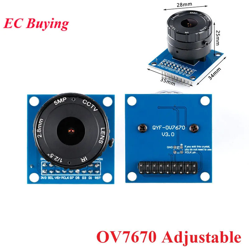 OV7670 Camera Module 3.3V Adjustable Macro Universal CS Adapter Image Sensor SCCB IIC I2C ...