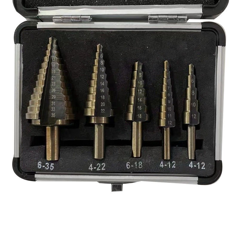 RQ+＞5pcs Metric HSS Cobalt Step Drill Bit Set Titanium Cone Drill Hole ...