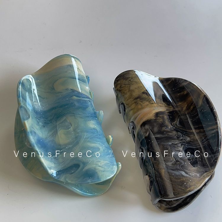 Niche Ink Black Gold Blue Oil Painting Grab Clip High-End Hair Clip ...