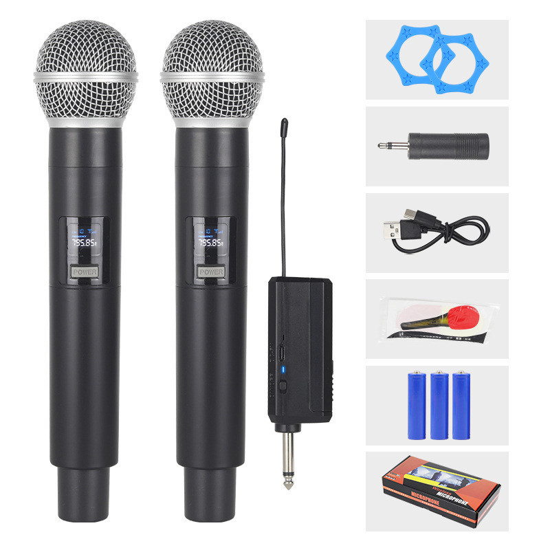 58 Karaoke Wireless Microphone Rechargeable Dual Handheld Mic UHF ...