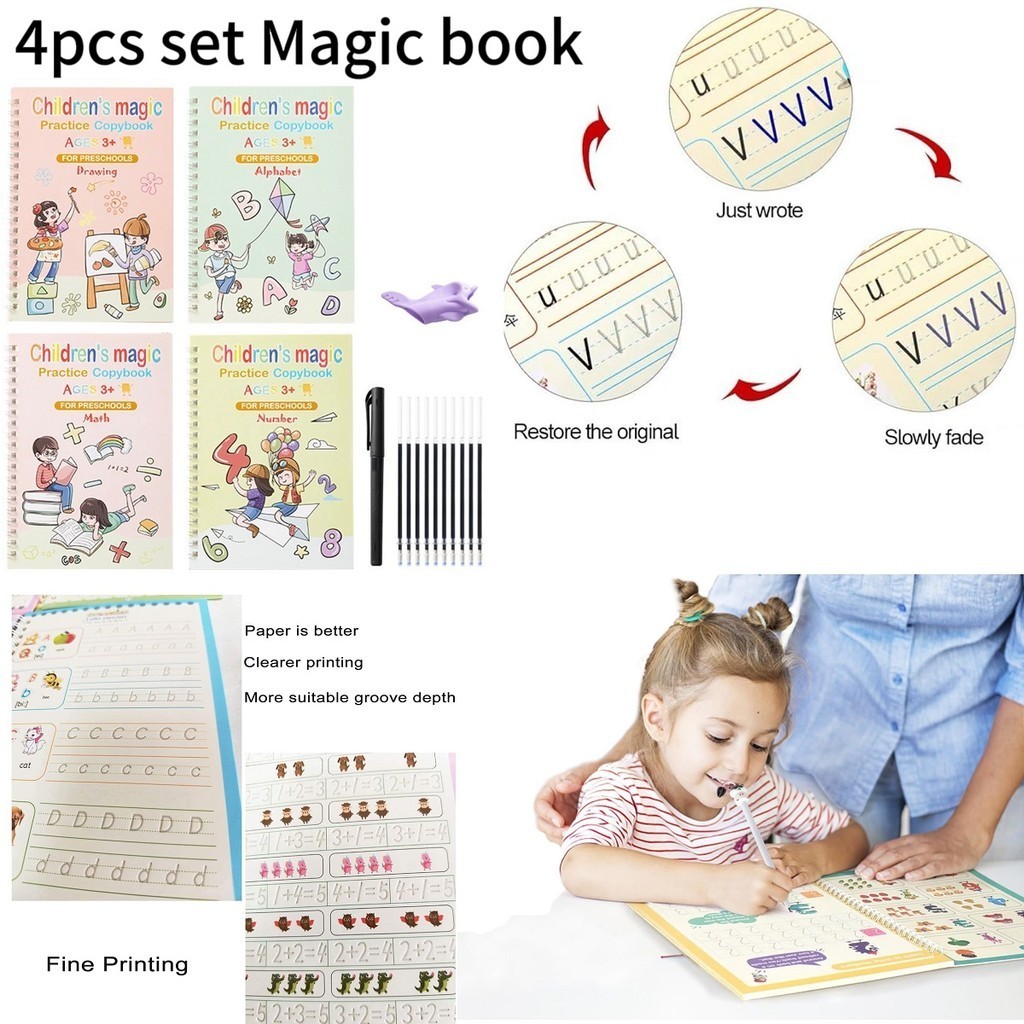 4 Book/Set Kids Calligraphy Copybook Sank Magic Practice New Learning ...