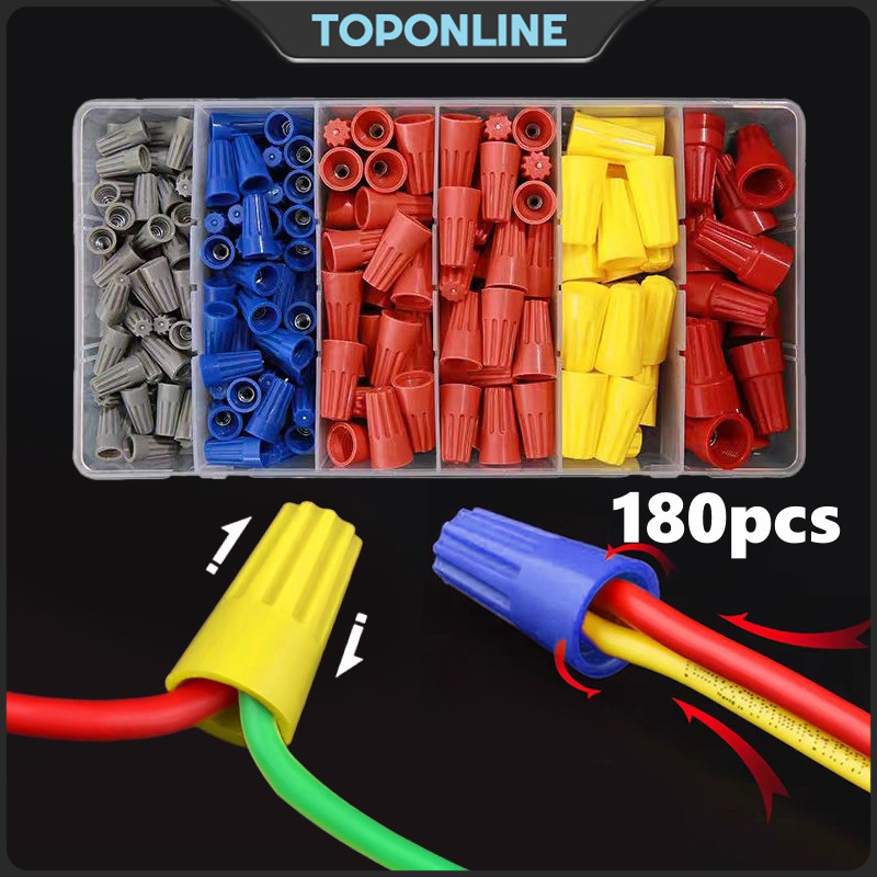 180Pcs/Box Electrical Wire Twist Screw Terminal Insulated Spring Nuts ...