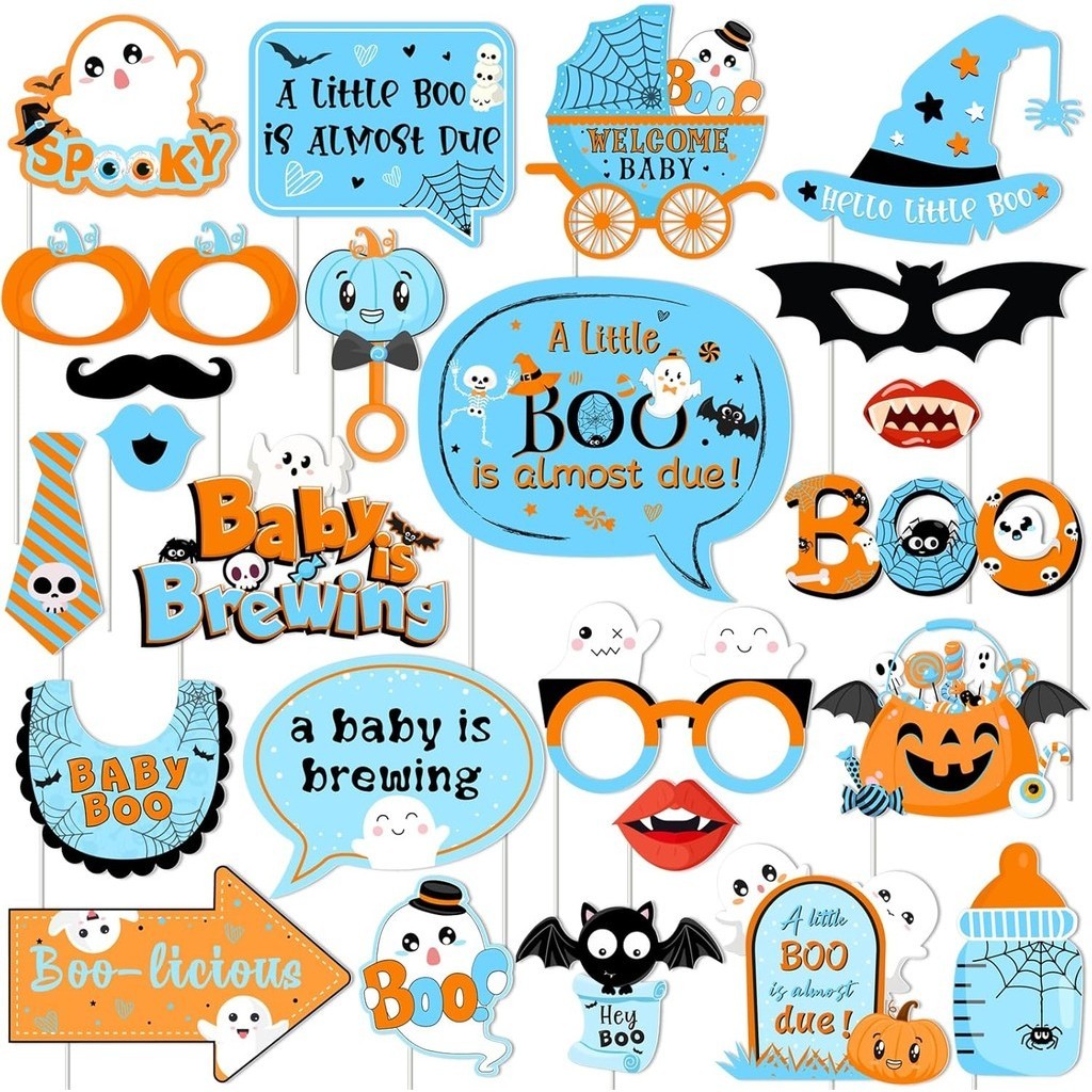 Cheereveal A Little Boo is Almost Due Baby Shower Decorations 24pcs ...