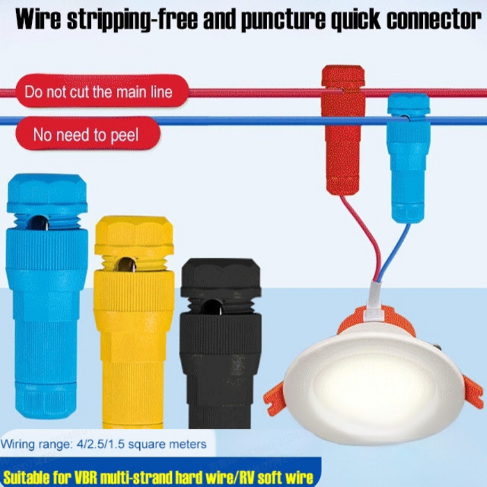 [No Cut Main Line/No Need Peel] Non-Strip Wire Piercing Quick Connector ...