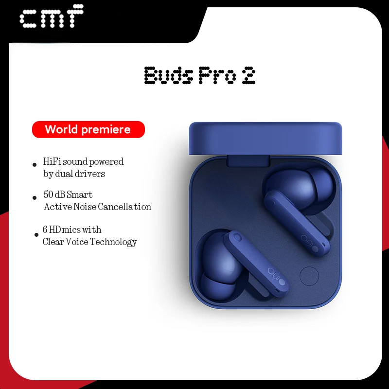 Global Verison CMF by Nothing Buds Pro 2 with 50 dB Hybrid Active Noise Cancellation 6 HD MICS ...