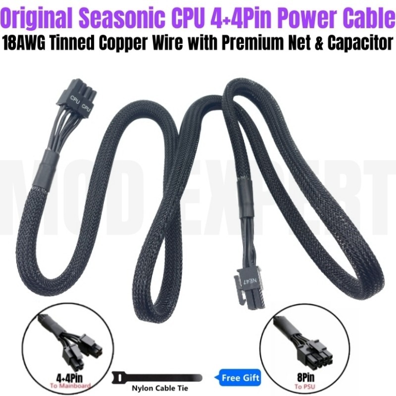 Original Seasonic FOCUS PLUS Modular PSU 8Pin to 4+4Pin CPU Power Cable ...