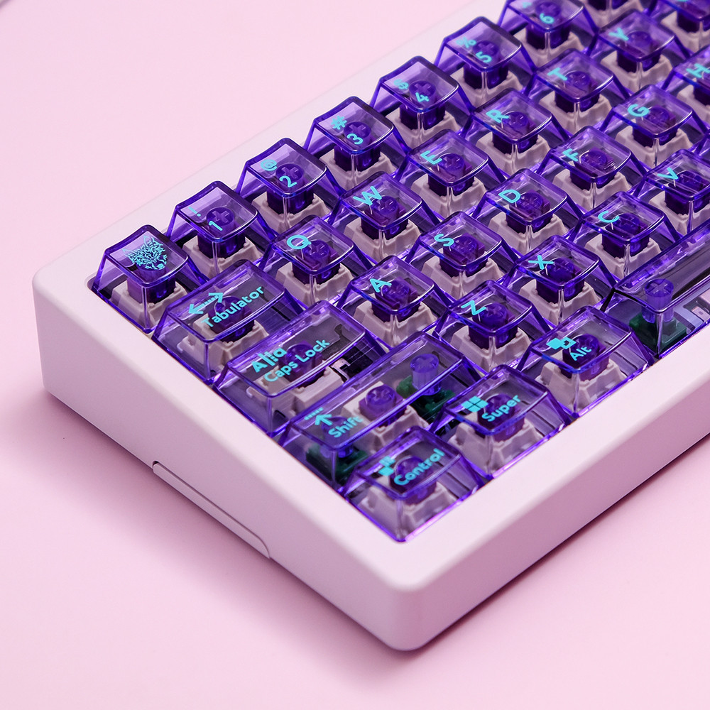 Purple PC Transparent Keycap/set 114Keys Cherry Profile Custom Keycaps ...