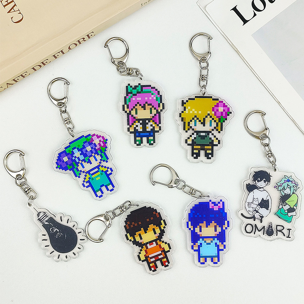 Creative Double Sides Game OMORI Keychains Trendy Pixelated Character ...