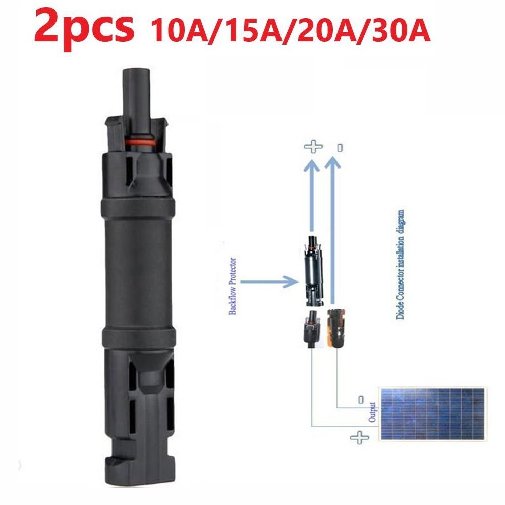 2x Solar Panel Cable Blocking PV Diode Waterproof Connector Compatible ...