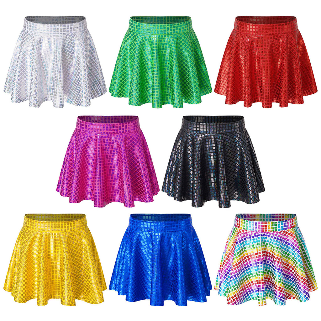 Yhong Girls Sequin Skirt Elastic Waist Sparkle Pleated Skirt for Party ...