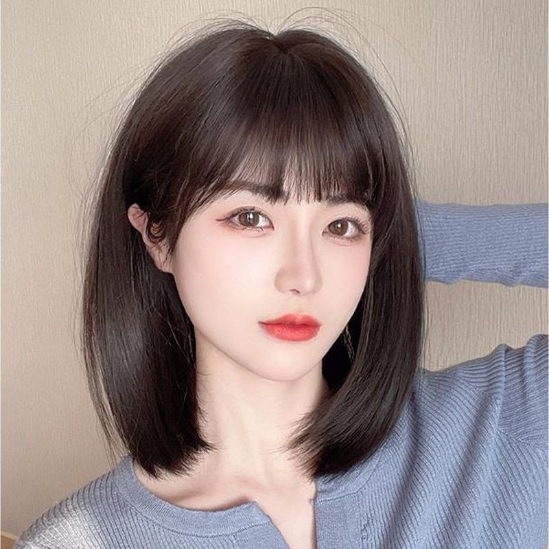 Wig for woman Short Hair Bobo Head Fashion Shoulder Length Age-reducing ...