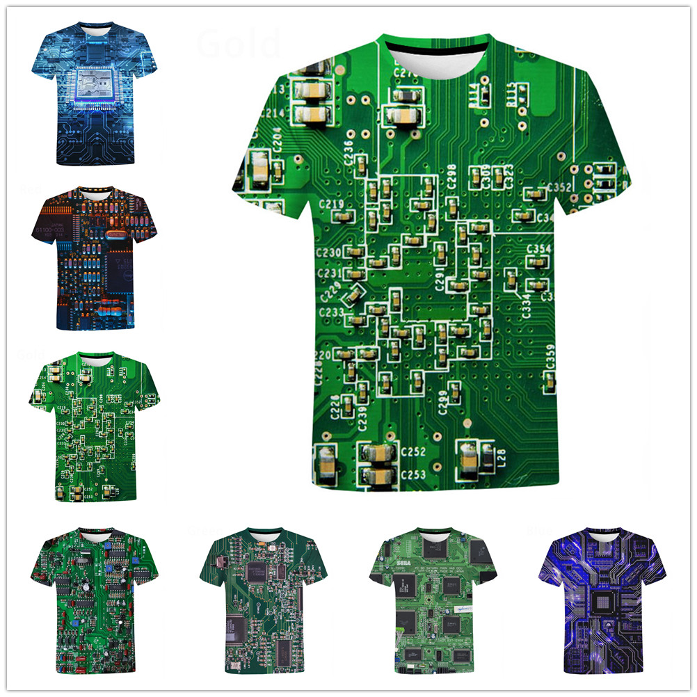 Circuit Board Pattern 3D Printed Summer Men's T-shirt Creative Casual ...