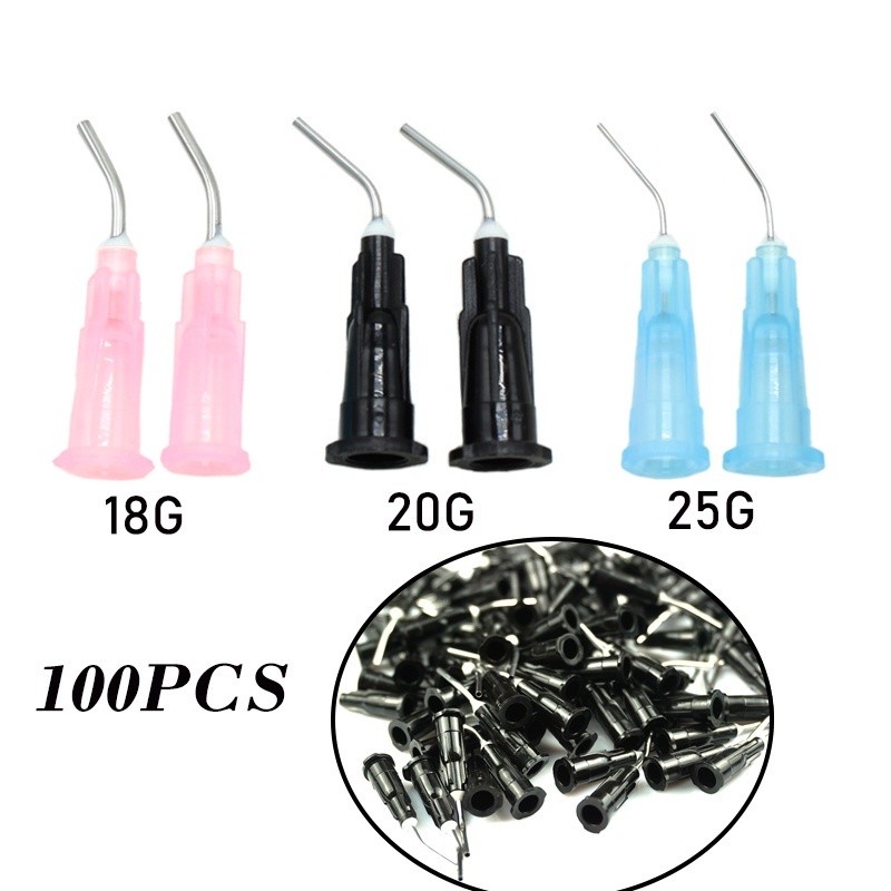 YOUYAO 100Pcs Composite Resin Syringe Tips Bent Needle Tips Dental Flow ...