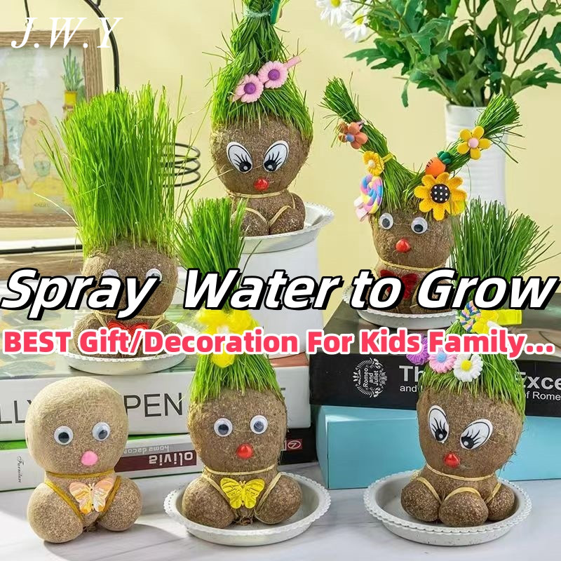 Grass Planting Doll Decor Children Growing Grass Doll Toys Table Plant ...