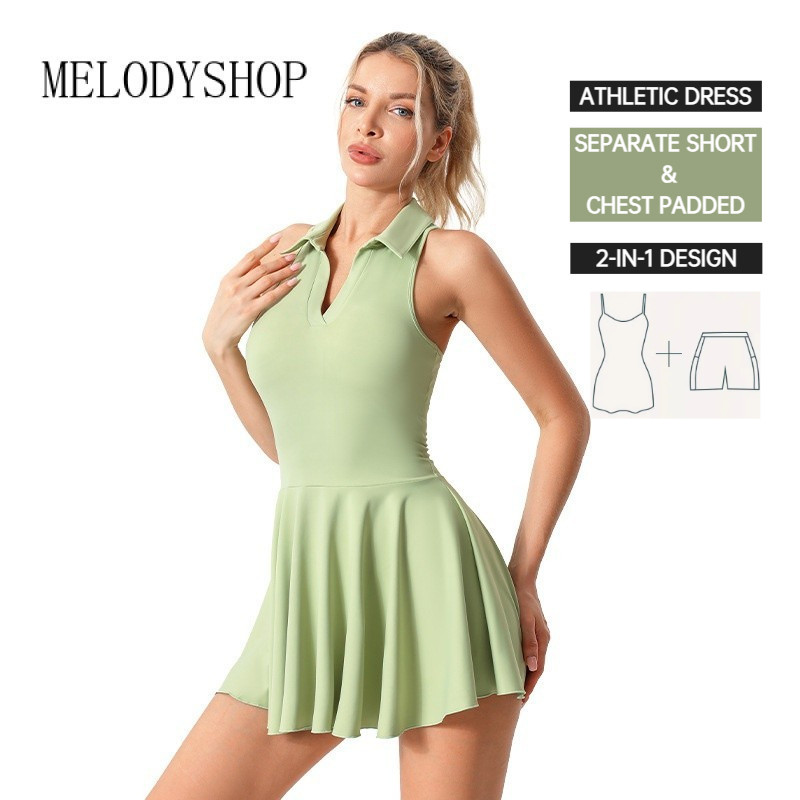 Women Athletic Dress With Shockproof Padded Lapel Pickleball Training ...