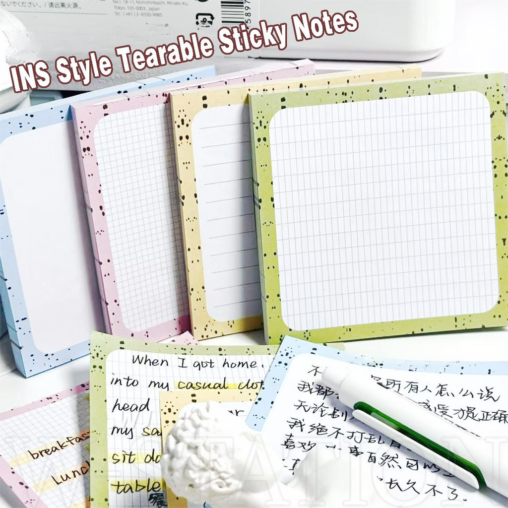 INS Style Tearable Sticky Notes - Self-adhesive, Traceless Memo Pad ...